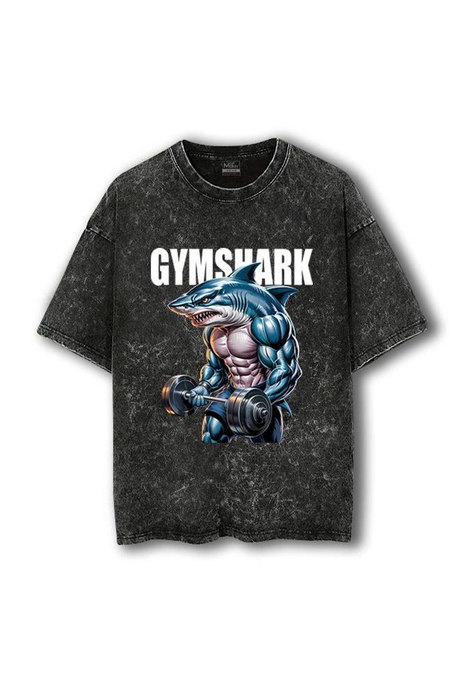 Manmaker Gym Shark Acid Wash Oversized Gym T-shirt | Gym Wear