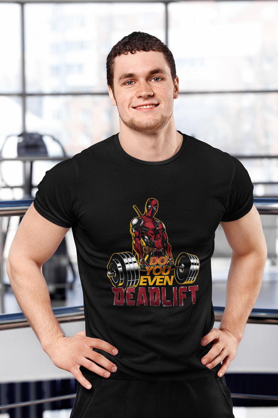 Manmaker's Deadpool Deadlift Black T-shirt | Fitness T-shirt