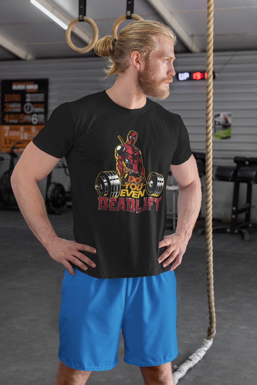 Manmaker's Deadpool Deadlift Black T-shirt | Fitness T-shirt