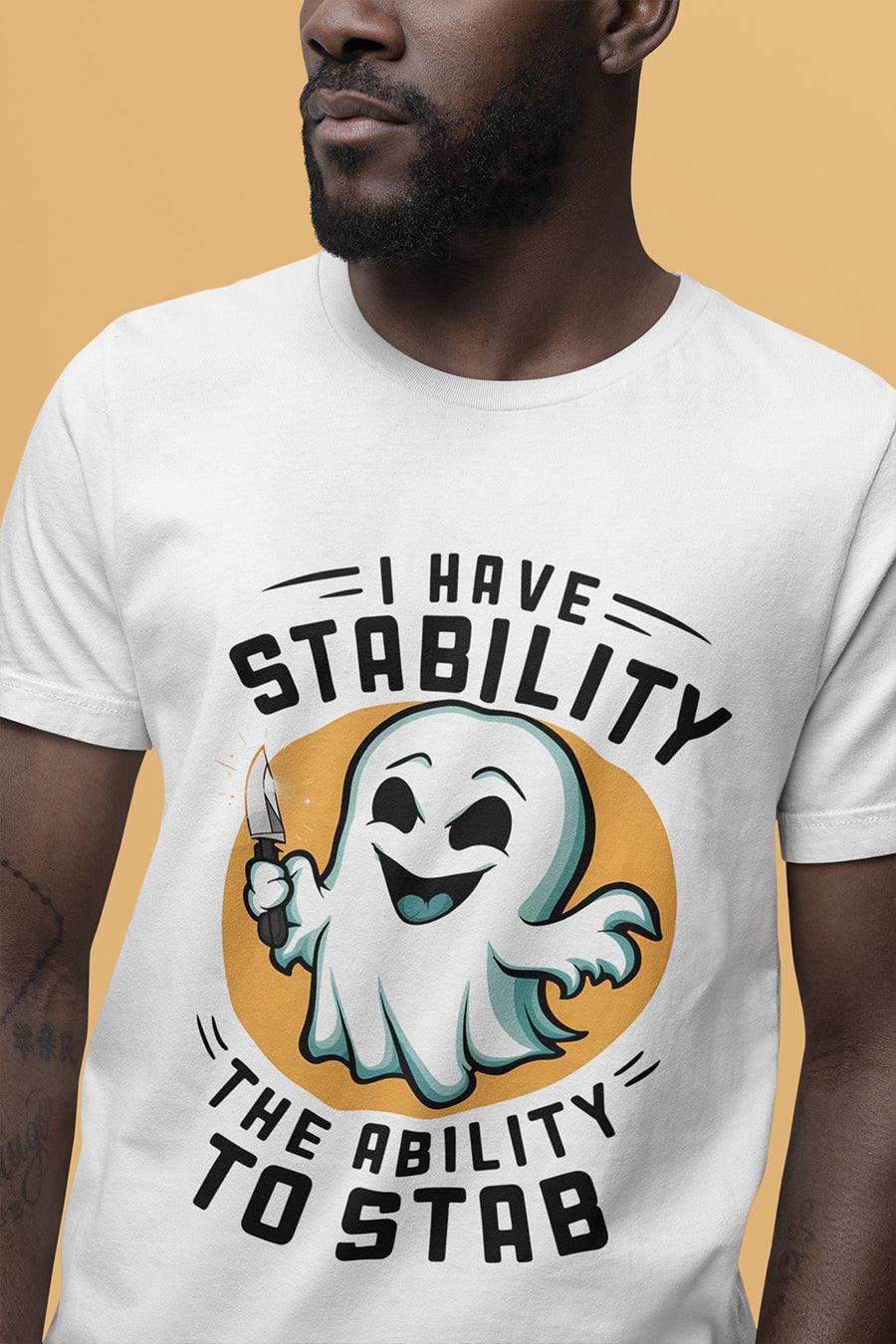 Manmaker's Stability White T-shirt | Offensive T-shirt | Funny T-shirt