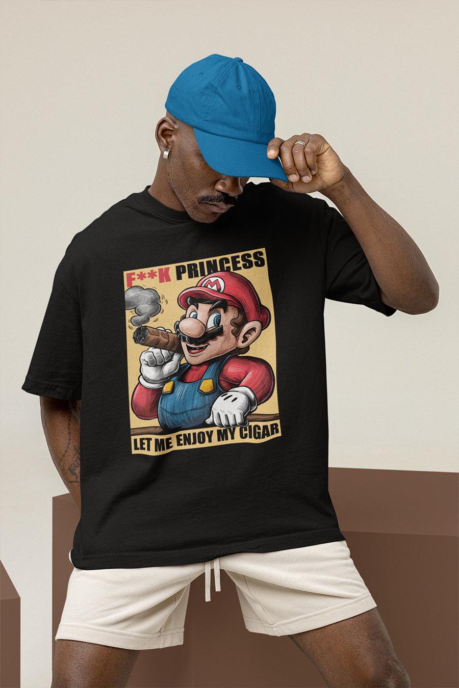 Manmaker's Super Mario Black Oversized T-shirt | Offensive T-shirt