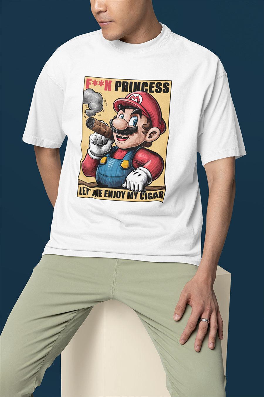 Manmaker's Super Mario White Oversized T-shirt | Graphic T-shirts
